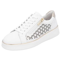 Remonte Damen Plateausneaker, Gr. 39, gold, Leder, Lederimitat, kontrastfarbene Details, Schuhe, Freizeitschuh, Schn&uuml;rer, Halbschuh mit Perforation