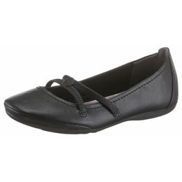 Tamaris Damen Ballerina "Caterina", Gr. 37, schwarz, Lederimitat, Schuhe, Flats, Festtagsmode, Slipper mit Gummizugriemchen