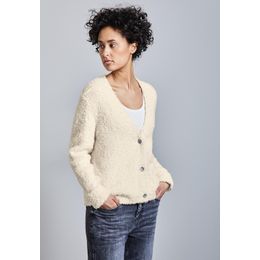 Street One Damen Cardigan, beige, Gr. 46, unifarben, Stoff, 69% Nylon, 30% Baumwolle, 1% Elasthan, Strickjacken, mit V-Ausschnitt