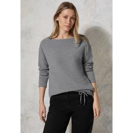 Cecil Damen Langarmshirt, grau, Gr. L, unifarben, Stoff, 64% Polyester, 22% Viskose, 10% Metallfasern, 4% Elasthan, Shirts, mit Ottoman-Struktur