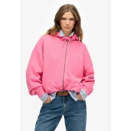 Superdry Damen Kapuzensweatjacke "STUDIOS ZIP HOODIE", pink, Gr. XS, Sweatware, Obermaterial: 80% Baumwolle, 20% Polyester, Sweatjacken