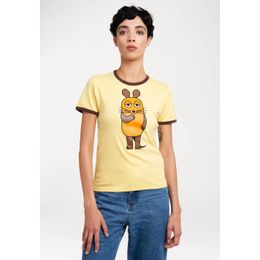 logoshirt Damen T-Shirt "Die Sendung mit der Maus - Die Maus", gelb, Gr. S, bedruckt, 100% Baumwolle, Shirts, mit lizenziertem Print