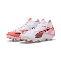 Fußballschuh Puma "ULTRA 5 MATCH+ FG/AG Fußballschuhe Damen", Gr. 40, schwarz-weiß (weiß schwarz glowing rot), Obermaterial: Textil, Synthetik; Futter: Textil, Synthetik; Innensohle: Textil; Laufsohle: Synthetik, Schuhe