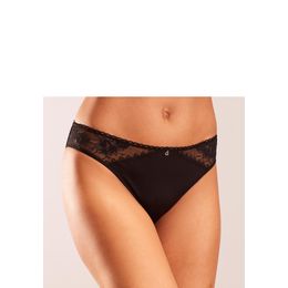 Lascana Damen Slip, Gr. 36, schwarz, Microtouch, Obermaterial: 82% Polyamid (TACTEL), 18% Elasthan (LYCRA), Unterhosen, mit h&uuml;bschen Spitzeneins&auml;tzen
