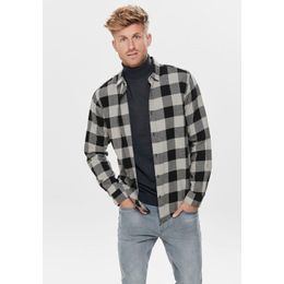 Only & Sons ONLY & SONS Herren Karohemd "GUDMUND LS CHECKED SHIRT", grau, Gr. XXL, kariert, Web, Obermaterial: 100% Baumwolle, Hemden