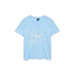 Véro Moda Kurzarmshirt VERO MODA "VMSORA FRANCI SS TOP BOX JRS SPE GA", Damen, Gr. M, blau (airy blau print:bloom), Jersey, Obermaterial: 100% Baumwolle, bedruckt, regular fit normal, Rundhals, Shirts