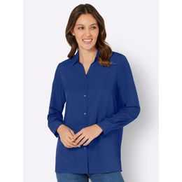 Classic Basics Damen Longbluse, blau, Gr. 48, unifarben, 100% Polyester, Blusen