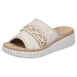 Rieker Damen Pantolette, Gr. 43, beige, Lederimitat, Schuhe, Sommerschuh, Strandschuh, Urlaubschuh, Hausschuh mit softer Innensohle