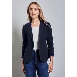 Street One Damen Kurzblazer, blau, Gr. 44, unifarben, Web, 50% Baumwolle, 50% Polyester, Blazer, in Unifarbe