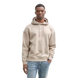 Herren Hoodie, grau, Gr. M, Tom Tailor Denim, bedruckt, Sweatware, Obermaterial: 70% Baumwolle, 30% Polyester, Sweatshirts, mit Logo Print