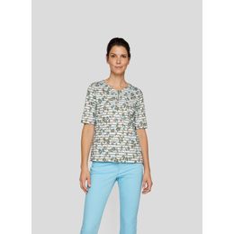 Rabe Damen Rundhalsshirt, braun, Gr. 38, bedruckt, gebl&uuml;mt, Web, Obermaterial: 100% Baumwolle, Shirts, mit Rei&szlig;verschluss und floralem Muster