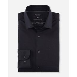 OLYMP Herren Businesshemd "Level Five 24/Seven body fit", schwarz, Gr. 42, Web, Obermaterial: 64% Baumwolle, 27% Polyester, 9% Elasthan, Hemden
