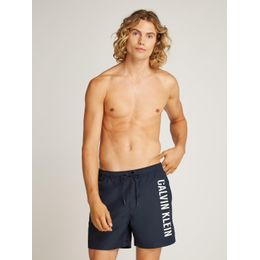 Herren Badeshorts "MEDIUM DRAWSTRING", blau, Gr. XL, Calvin Klein Swimwear, unifarben, Polyester, Badehosen, mit großem Logo