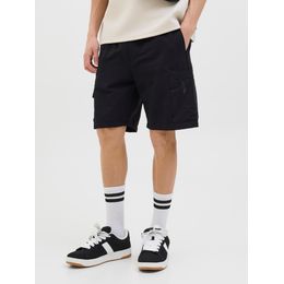 Jack & Jones JACK & JONES Herren Cargohose "JPSTJAIDEN MARCHER CARGO SHORTS SRT SN", schwarz, Gr. S, unifarben, Web, Obermaterial: 96% Nylon, 4% Elasthan, Hosen