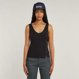G-Star Raw G-STAR Damen Tr&auml;gertop "Asymmetrical Zip", schwarz, Basic, Gr. L, unifarben, Jersey, Obermaterial: 100% Baumwolle, Tops, mit Rei&szlig;verschluss