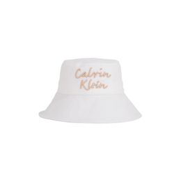 Jungen Fischerhut "SCRIPT LOGO BUCKET HAT", grau, Gr. L, Calvin Klein Jeans, unifarben, Web, Leinen, Hüte, mit Logo-Stickerei