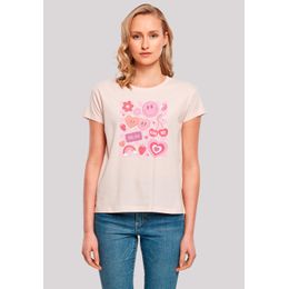 F4NT4STIC Damen T-Shirt "Retro Valentinstag Herz Rainbow Fruits", pink, Gr. XS, Obermaterial: 100% Baumwolle, Shirts, Premium Qualit&auml;t