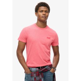 Superdry Herren Rundhalsshirt "ESSENTIAL LOGO EMB TEE", pink, Gr. XL, unifarben, Single Jersey, Obermaterial: 100% Baumwolle, Shirts