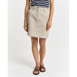 Gant Damen Midirock "CHINO SKIRT", beige, Gr. 40, Twill, Obermaterial: 98% Baumwolle, 2% Elasthan, R&ouml;cke