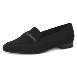 Marco Tozzi Damen Slipper, Gr. 38, schwarz, Textil, Schuhe, Businessschuh, Schlupfschuh, Halbschuh mit funkelndem Zierriegel