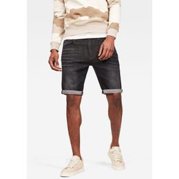 G-Star Raw G-STAR Herren Shorts "3301 Slim 1/2", grau, Gr. 36, Abriebeffekte, Denim/Jeans, Obermaterial: 97% Baumwolle, 3% Elasthan, Hosen