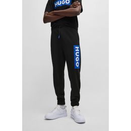 HUGO BLUE Herren Jogginghose "Nuram", schwarz, Gr. M, unifarben, Sweatware, Obermaterial: 100% Baumwolle, Hosen, mit gro&szlig;em Logo-Print