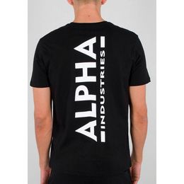 Herren Rundhalsshirt "Backprint T", schwarz, Gr. XL, Alpha Industries, bedruckt, Single Jersey, Obermaterial: 80% Baumwolle, 20% Polyester, Shirts
