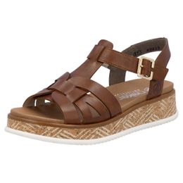 Rieker Damen Plateausandale, Gr. 40, braun, Leder, unifarben, Schuhe, Sommerschuh, Urlaubschuh, Sandalette mit weichem Fu&szlig;bett
