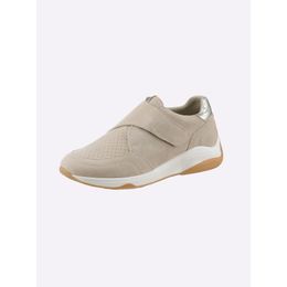 Heine Damen Sneaker, Gr. 39, beige, Leder, Rindsleder, Veloursleder, Schuhe