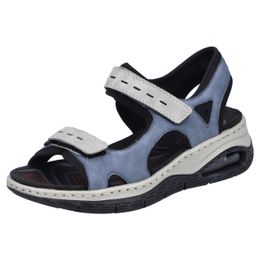 Rieker Damen Trekkingsandale "vegan", Gr. 41, blau, Lederimitat, Textil, Schuhe, Klettschuh, Outdoorsandale, Sommerschuh mit Rieker Air Dämpfung