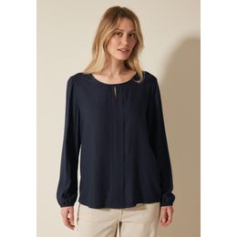 Cecil Damen Langarmbluse, blau, Gr. XXL, unifarben, Stoff, Vorderseite und &Auml;rmel: 100% Viskose; R&uuml;ckseite 95% Viskose, 5% Elasthan, Blusen,