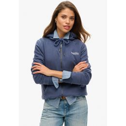 Superdry Damen Kapuzensweatjacke "ESSENTIAL LOGO ZIP HOODIE HB", blau, Gr. L, unifarben, Sweatware, Obermaterial: 100% Baumwolle, Sweatjacken