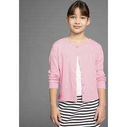 Kidsworld Mädchen Sweatjacke "Shirtjacke aus weichem Rippmaterial", rosa, Gr. 92, Feinripp, Obermaterial: 100% Baumwolle, Sweatjacken, Feine