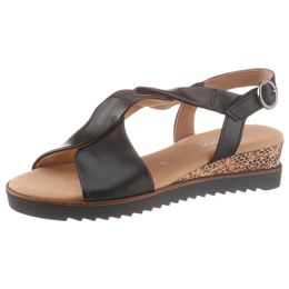 Gabor Damen Riemchensandale "GENUA", Gr. 40, schwarz, Leder, unifarben, Schuhe, Sommerschuh, Sandalette, Keilabsatz, G-Weite