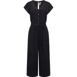 Ragwear Damen Jumpsuit "Glina", schwarz, Gr. L, 100% Viskose, Overalls, Langer Damen Overall mit Bindeg&uuml;rtel an der Taille