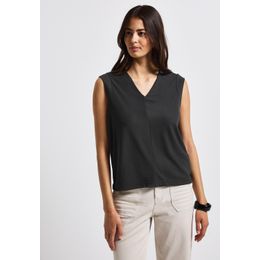 Street One Damen T-Shirt, grau, Gr. 36, unifarben, Stoff, 63% Modal, 37% Polyester, Shirts, mit V-Ausschnitt