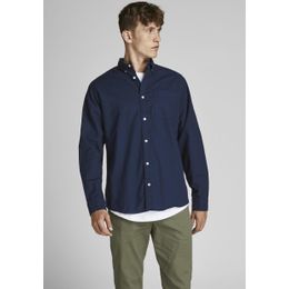 Jack & Jones JACK & JONES Herren Langarmhemd "OXFORD SHIRT", blau, Gr. S, Web, Obermaterial: 100% Baumwolle, Hemden