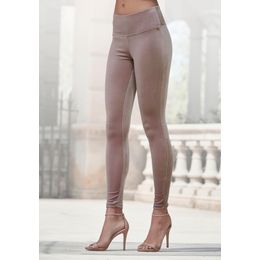 Lascana Damen Leggings, Gr. 36, grau, Samt, Obermaterial: 92% Polyester, 8% Elasthan, unifarben, Hosen, in weicher, elastischer Samtoptik