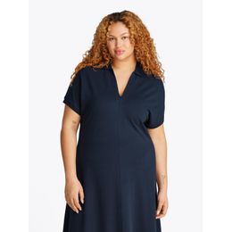 Damen Midikleid "CRV LYOCELL OPEN-NK MIDI DRESS", blau, Gr. 50, Tommy Hilfiger Curve, unifarben, Jersey, Obermaterial: 65% Lyocell, 32% Baumwolle, 3%