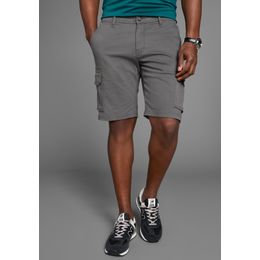 DELMAO Herren Cargoshorts, grau, Gr. 38, unifarben, Web, Obermaterial: 98% Baumwolle, 2% Elasthan, Hosen, mit Details