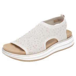 Remonte Damen Sandale, Gr. 40, beige, Textil, meliert, Schuhe, Sandale, Sommerschuh, Komfortschuh mit funkelnden Strasssteinen