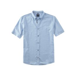 OLYMP Herren Kurzarmhemd, blau, Gr. XL, Web, Obermaterial: 48% Lyocell, 28% Baumwolle, 24% Leinen, Hemden