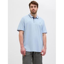 Jack & Jones PlusSize Poloshirt "JJEPAULOS POLO SS NOOS PLS", Herren, Gr. 4XL, blau (chambray blau detail:play), Piqu&eacute;, Obermaterial: 100% Baumwolle, JACK & JONES PLUSSIZE, unifarben, regular fit taillenbedeckt, ohne Ausschnitt, Shirts, mit Logo Stickerei