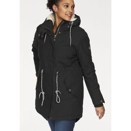 Polarino Damen Funktionsparka, schwarz, Gr. 48, Fellimitat, Web, Obermaterial: 54% Polyester, 46% Baumwolle. Futter: 100% Polyester. Futter