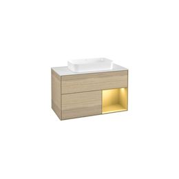 Villeroy & Boch V&B Waschtischunterschrank Finion 100x60,3 cm, Reg re gol matt, Oak Veneer ; Villeroy & Boch (F661HFPC)