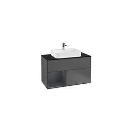 Villeroy & Boch V&B Waschtischunterschrank Finion 100, Pl b m, Rg l md b m Lac, Anthrac. m ; Villeroy & Boch (F362HGGK)