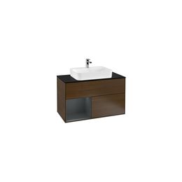 Villeroy & Boch V&B Waschtischunterschrank Finion 100, Pl b m, Rg li md bl. m Lac, wal ven ; Villeroy & Boch (F362HGGN)