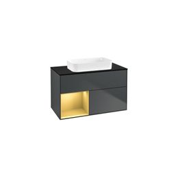 Villeroy & Boch V&B Waschtischunterschrank Finion 100x60,3 cm, Reg li gol m, md bl. m Lac ; Villeroy & Boch (F652HFHG)