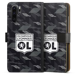 DeinDesign Huawei P30 Pro Handy Klapph&uuml;lle Handyh&uuml;lle aus Kunst Leder schwarz Flip Case Ol Olympique Lyonnais Official Licensed Product Sideflip mit langer 
