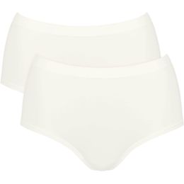 High-Waist-Slip Sloggi "GO Sense", Damen, Gr. L, weiß (silk weiß), Single Jersey, Obermaterial: 89% Modal, 11% Elasthan, Unterhosen, Santoni Rundstrick